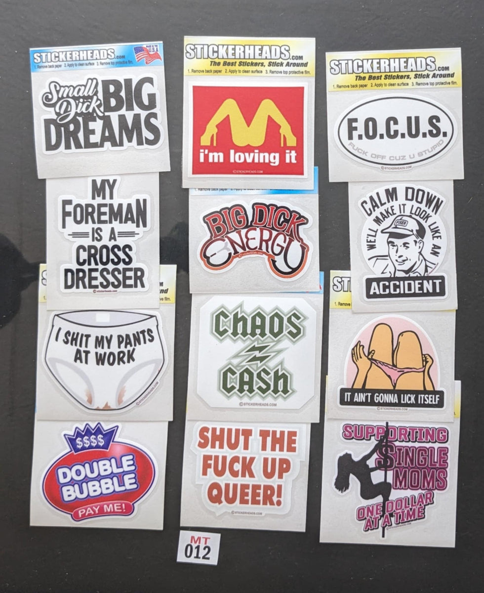 ⭕MT012 - Misc. FUNNY 12-3" Sticker Pack | | Over Run Sticker Deal | | – Stickerheads Stickers