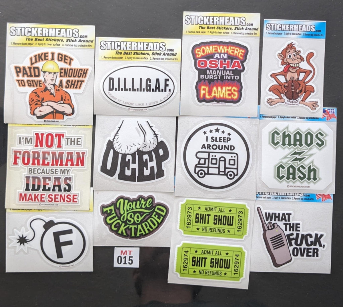 ⭕MT015 - Misc. FUNNY 12-3" Sticker Pack | | Over Run Sticker Deal ...