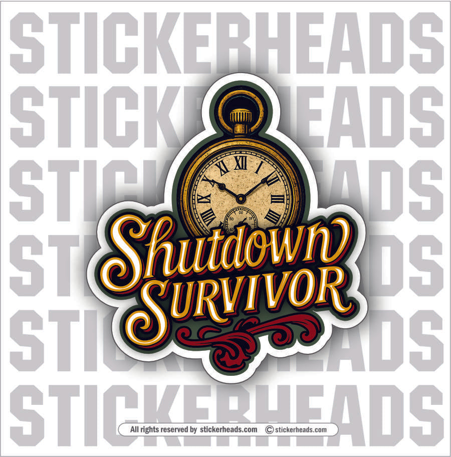 SHUTDOWN SURVIVOR - Union Mic Funny Sticker – Stickerheads Stickers