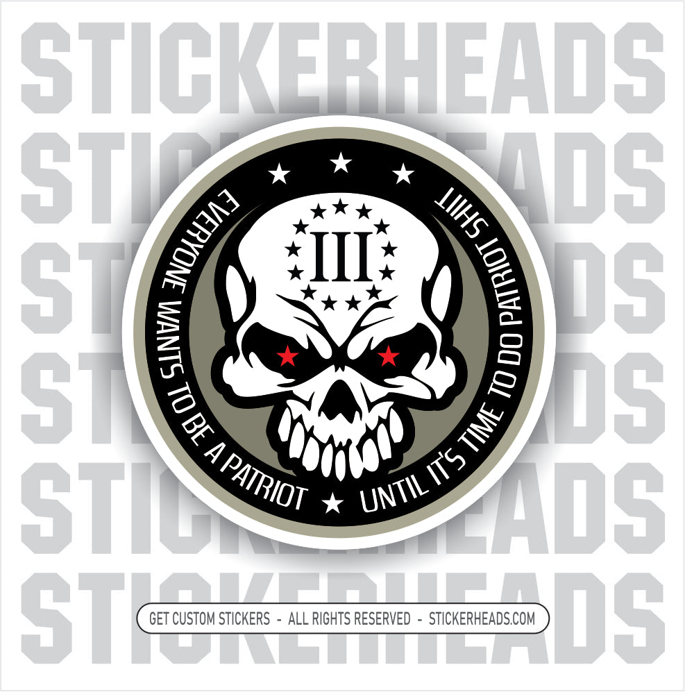 3% PERCENT CLUB PATRIOT SKULL Skull - Pro Gun Sticker – Stickerheads ...