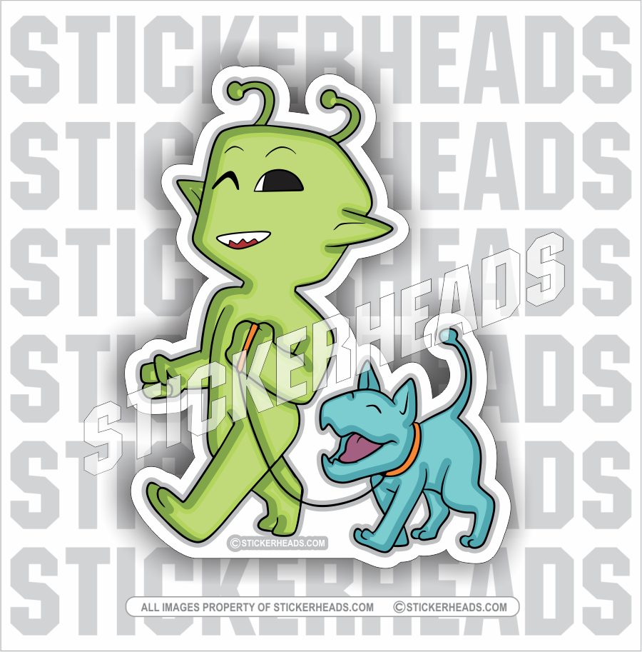 Alien walking alien dog - Funny Sticker – Stickerheads Stickers