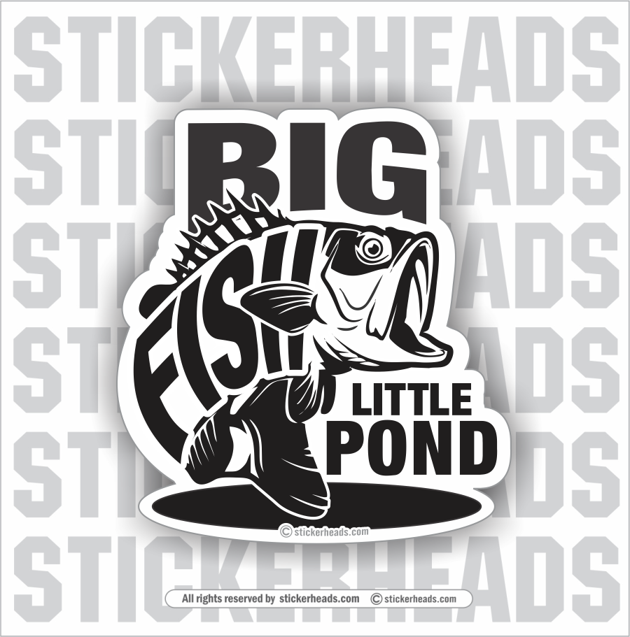 BIG FISH LITTLE POND - Bass Fish - Funny Sticker – Stickerheads Stickers