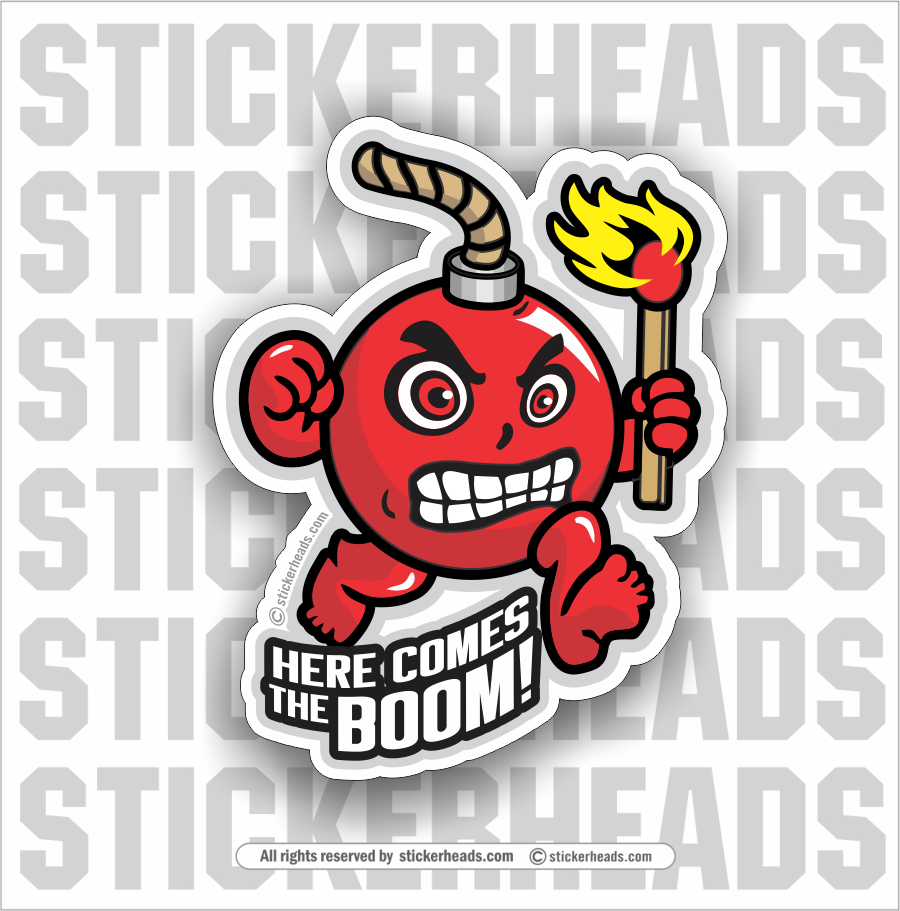 Here Comes The BOOM - Bomb Cartoon - Funny Sticker – Stickerheads Stickers