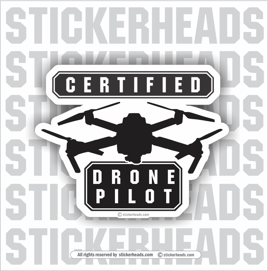 Certified Drone Pilot - Drone Professional Work Job - Sticker ...