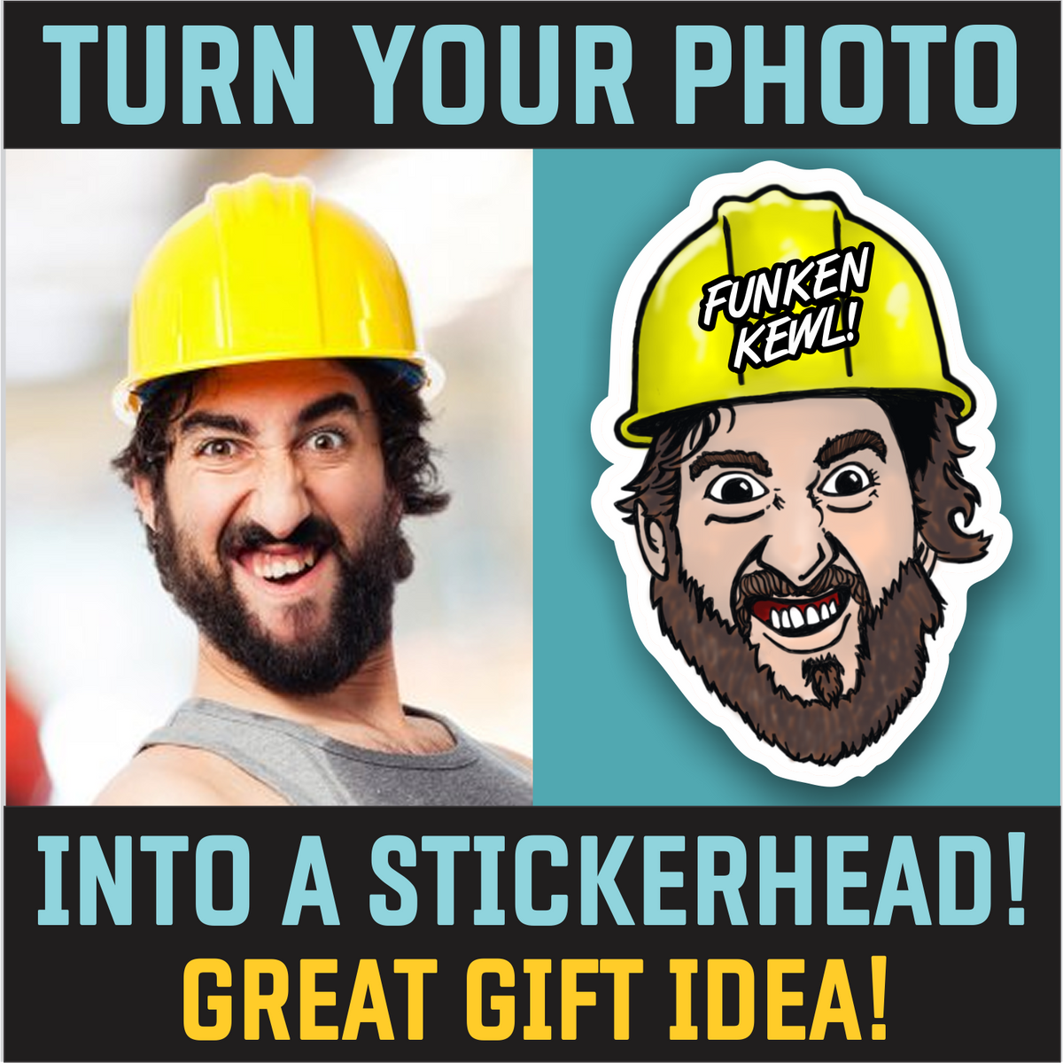 Cartoon Face From your Photo - Sticker Head guy gift – Stickerheads ...