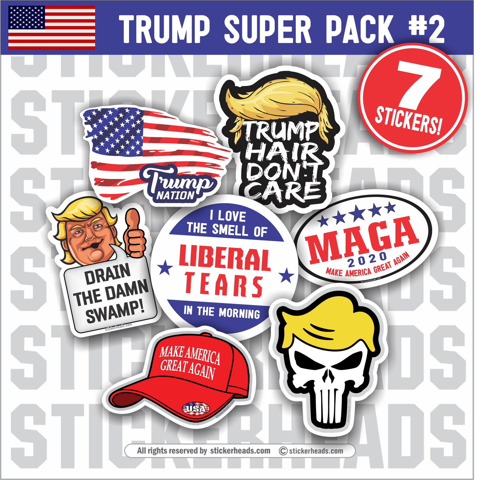 Trump Super Pack #2 - 7 Pro - Trump POLITICAL Sticker Pack ...