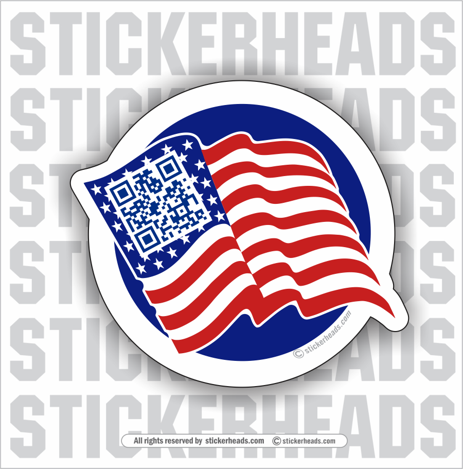 USA AMERICAN FLAG - Scan For Video - Custom QR AUDIO / VIDEO STICKER ...