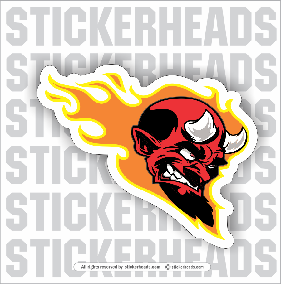 Devil with flames - Funny Sticker – Stickerheads Stickers