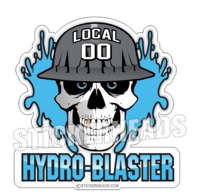 Skull with Water - Hydro Blaster Blasting- Custom Text Sticker ...