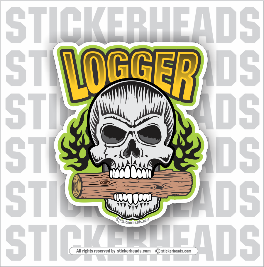 Logger Skull with Wood Log - Loggers Logging Sticker – Stickerheads ...