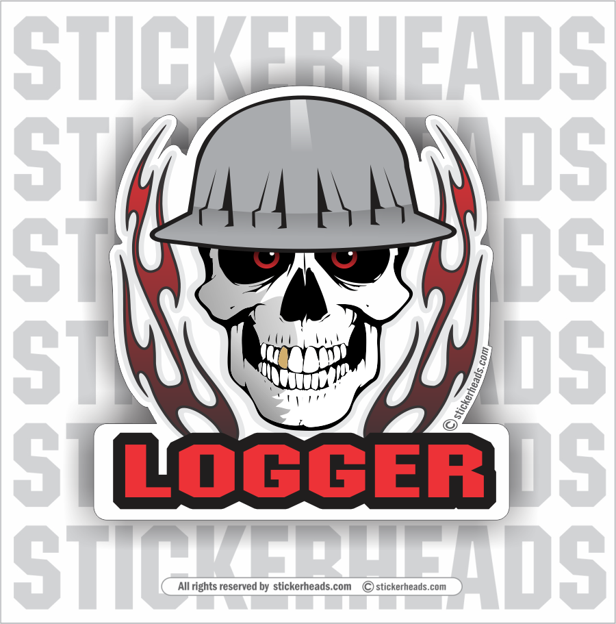 Skull With Flames - Loggers Logging Sticker – Stickerheads Stickers