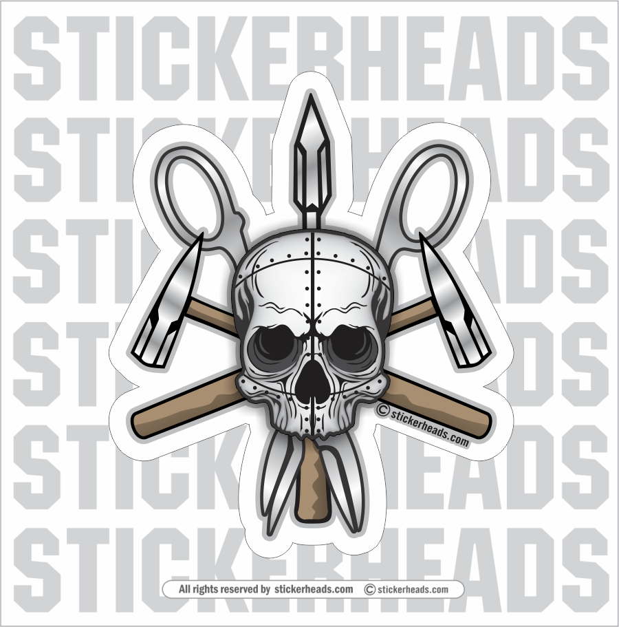 Metal SKULL With Tools - Sheet Metal Workers Sticker – Stickerheads ...
