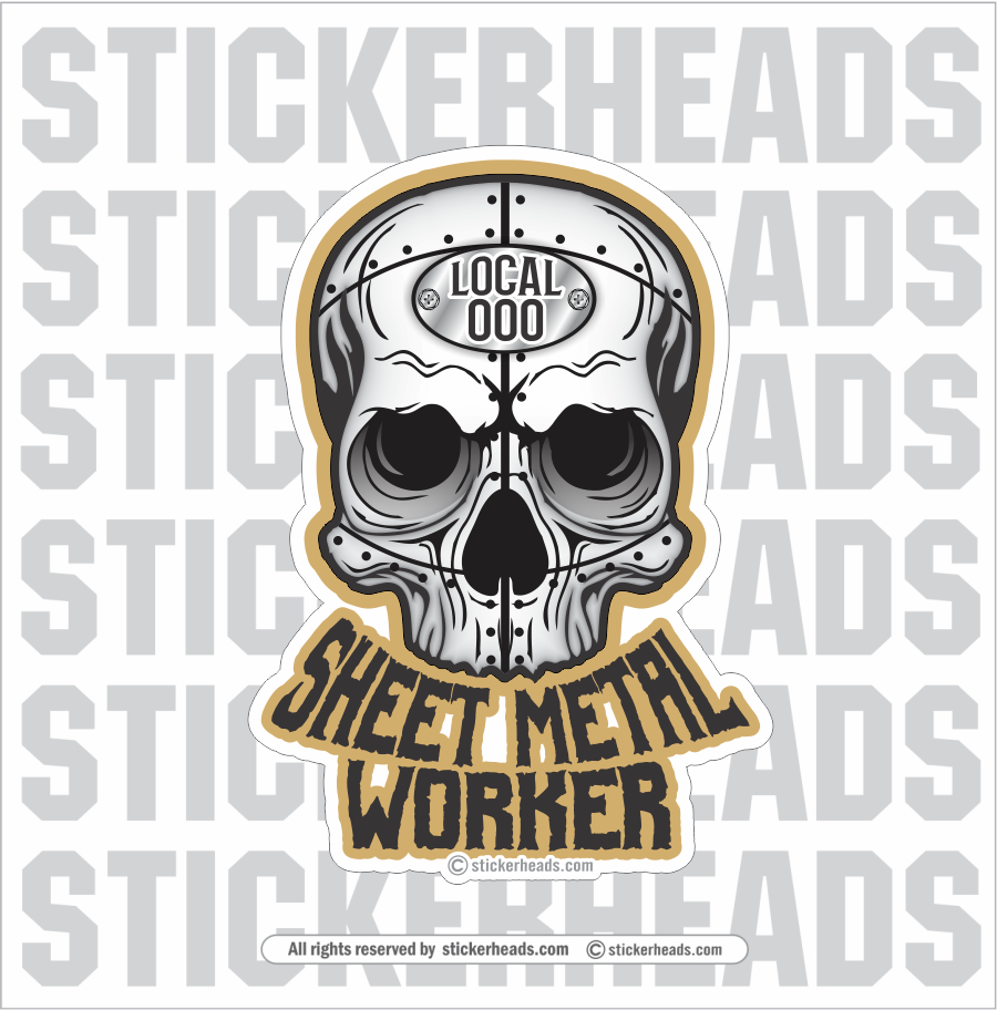 Sheet Metal Worker SKULL #2 with Your Local - Sheet Metal Workers Stic ...