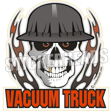Skull With Flames Vacuum Truck - Hydro Blaster Blasting Sticker ...