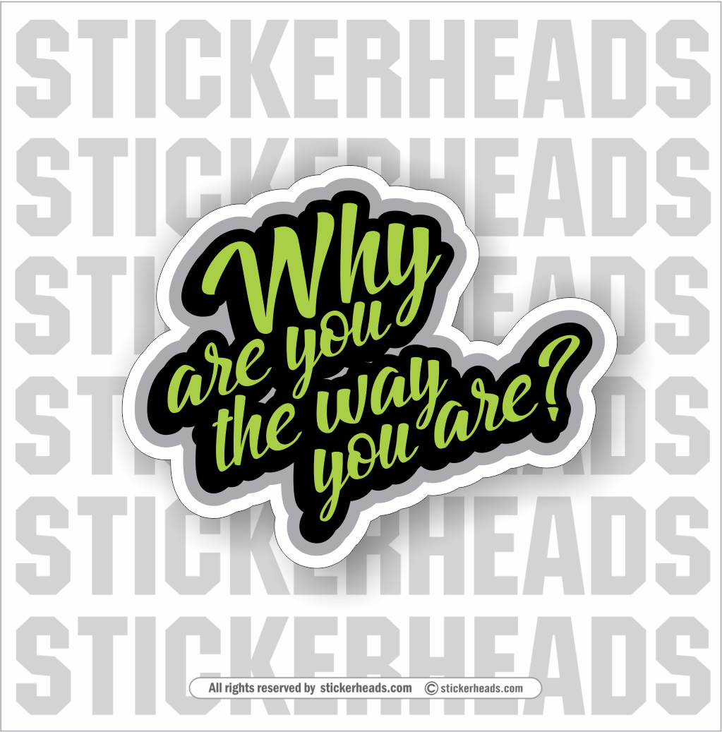 Why Are You The Way You Are? - Funny Work Sticker – Stickerheads Stickers